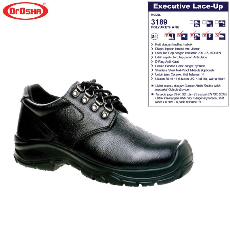 Dr Osha Safety Shoes Executive Lace Up PU Sole 3189