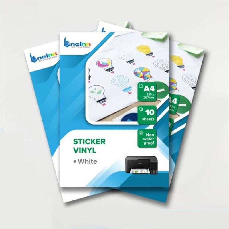 Kertas Sticker Vinyl A4 Inkjet / Stiker Vinil / White