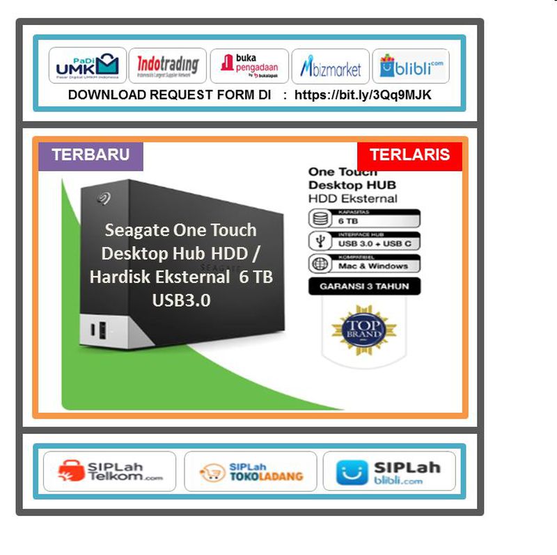 TJM-Seagate One Touch Desktop Hub HDD - 6 TB - Hardisk Eksternal - USB3.0