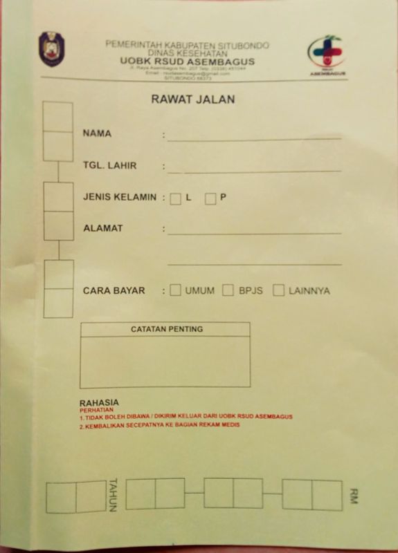 Map Rawat Jalan (Tanpa Isi). RSAB