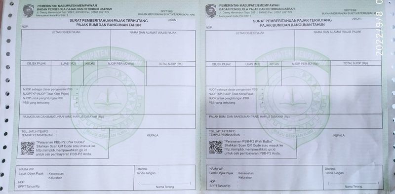 Kertas Continuous Blanko Surat Pemberitahuan Pajak Terutang (SPPT) PBB ...