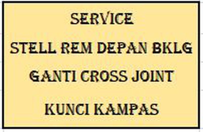Service : Stell rem depan belakang, kunci kampas, ganti cross joint