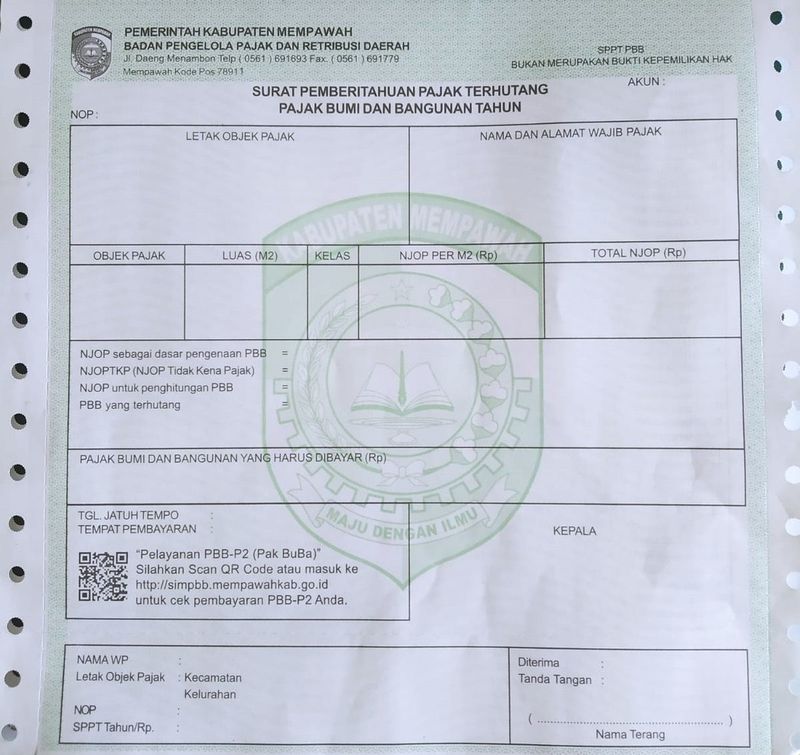 Kertas Continuous Blanko SPPT Engkel PBB-P2
