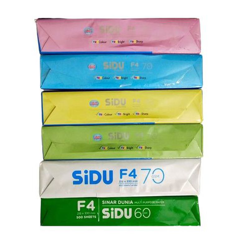 Kertas HVS F4 60 gsm, 70 gsm / Warna (Putih, Biru, Hijau, Kuning, Pink ...