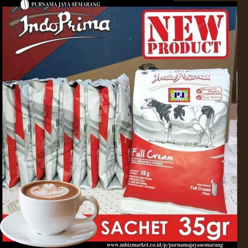 Susu IndoPrima Full Cream sachet 35g, 1 Karton isi 12 renceng @10 sachet