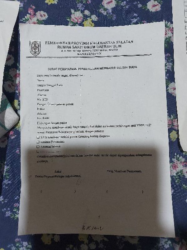 Surat Pernyataan Persetujuan Membayar Selisih Biaya (rim)