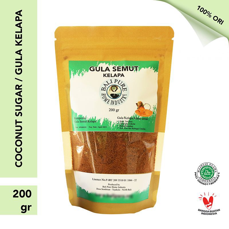GULA SEMUT KELAPA ORGANIK Bali Pure ZIPLOCK 200gr