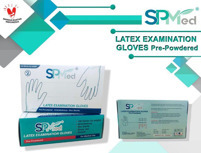 SPMed Latex Examination Gloves Pre-Powdered - L