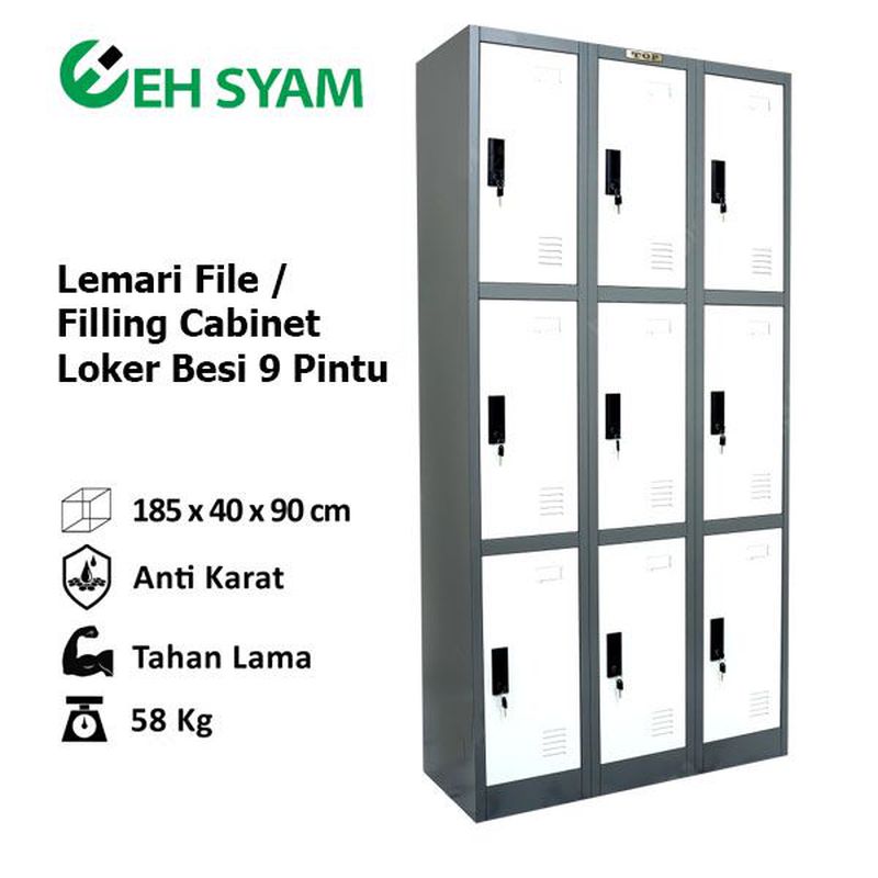 Lemari File Filling Cabinet Loker Besi 9 Pintu