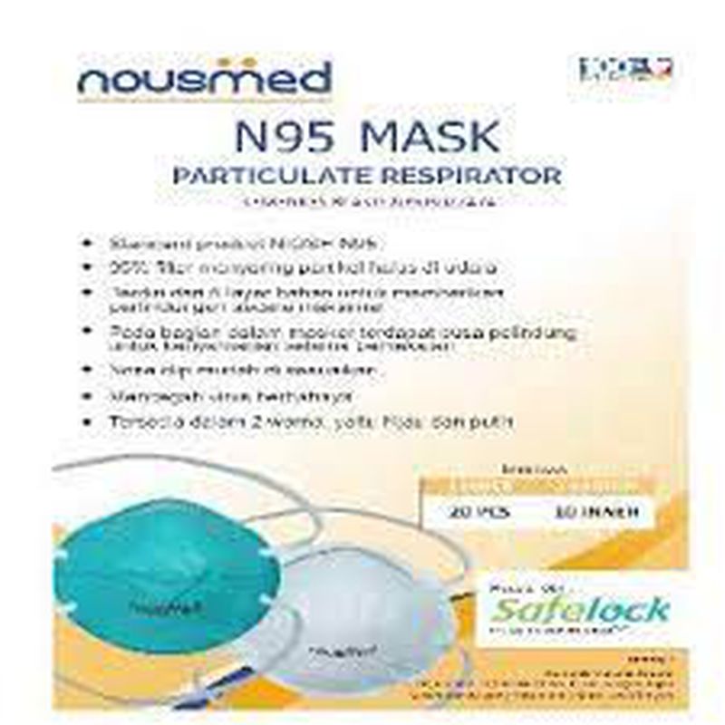 MASKER - SAFE PLUS N95 MASK 5 PLY PARTICULATE RESPIRATOR - NOUSMED SAFELOCK