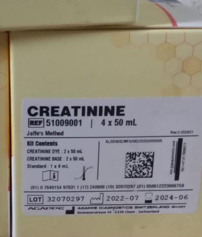 Creatinine Agappe 4 x 50ml