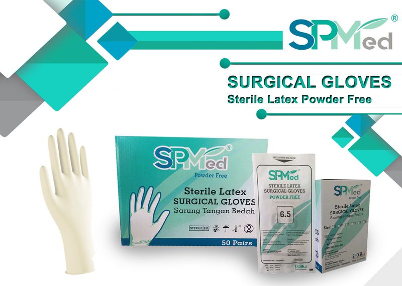 SPMed Sterile Latex Surgical Gloves Powder Free - 6.5