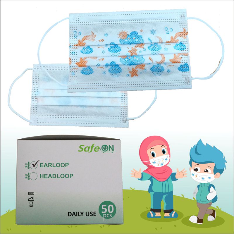 MASKER - SURGICAL FACE MASK KIDS EARLOOP 3 PLY - SAFELOCK