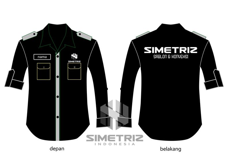 Kemeja PDH Bordir Lengan Panjang - XXL - 3 Titik
