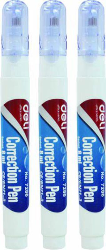 Correction Pen Deli E7287/Tip X-Correction Pen Steel Tip 8ml White Bo