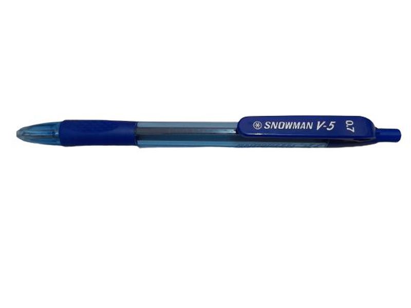 Pulpen Snowman V5 body biru tinta biru