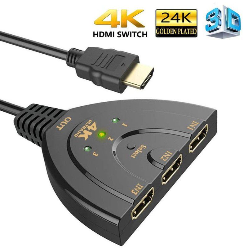 HDMI Splitter 3 Port Full HD 1080 HDMI Switcher 4K Selector Cable 50cm