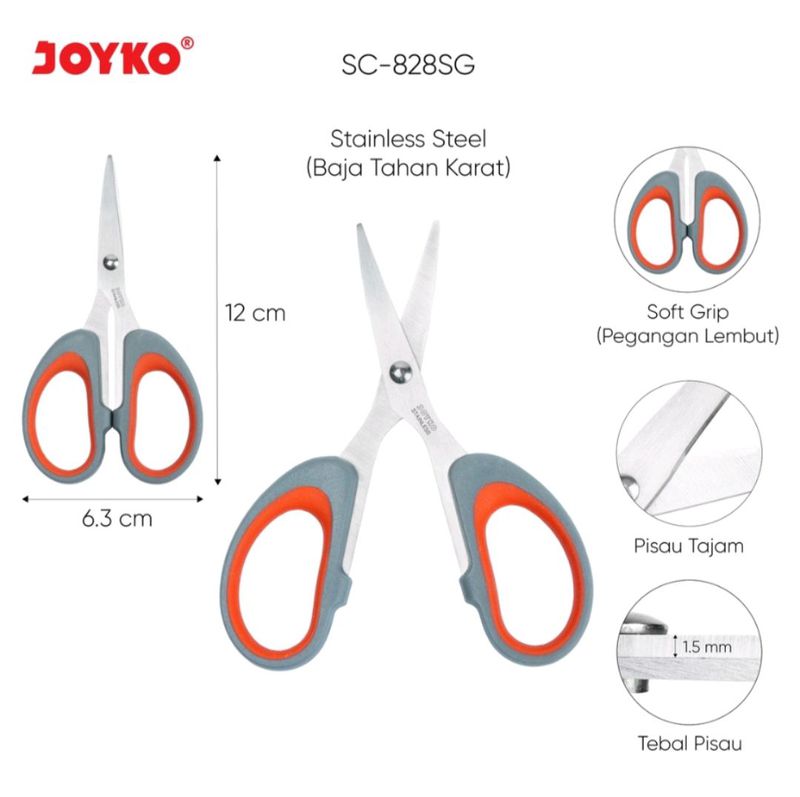Gunting joyko scissors soft grip SC-828SG