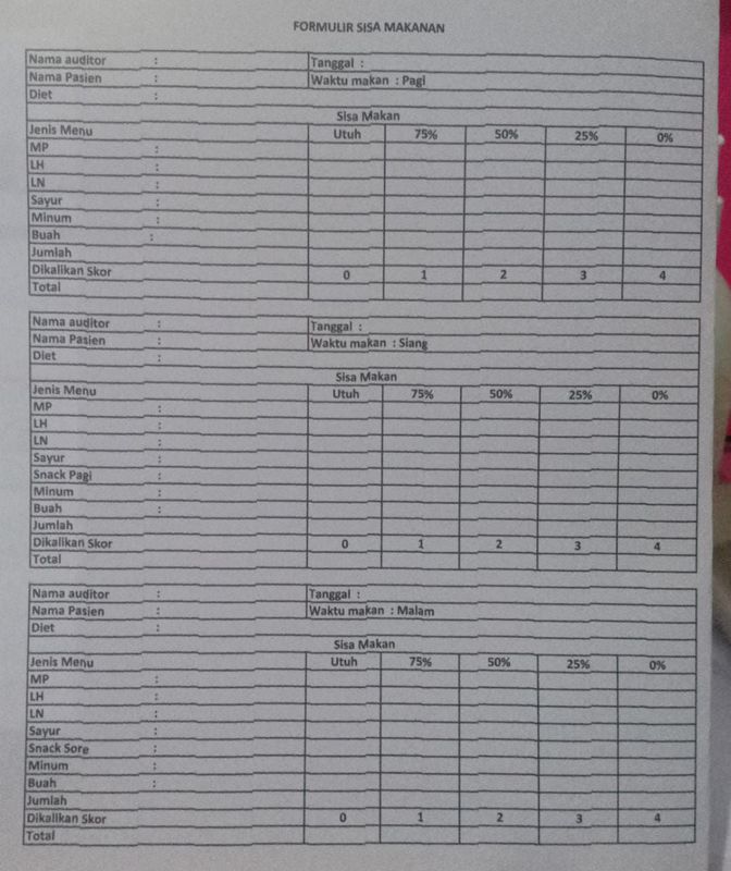 FORM SISA MAKANAN
