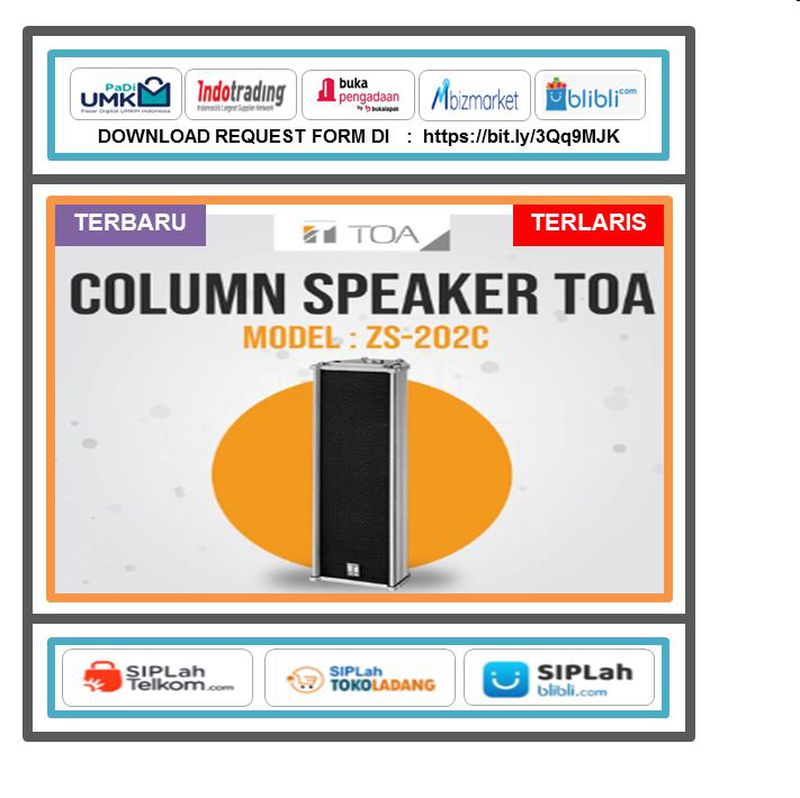 TJM-COLUMN SPEAKER TOA SPEAKER KOLOM MODEL ZS-202C GARANSI RESMI