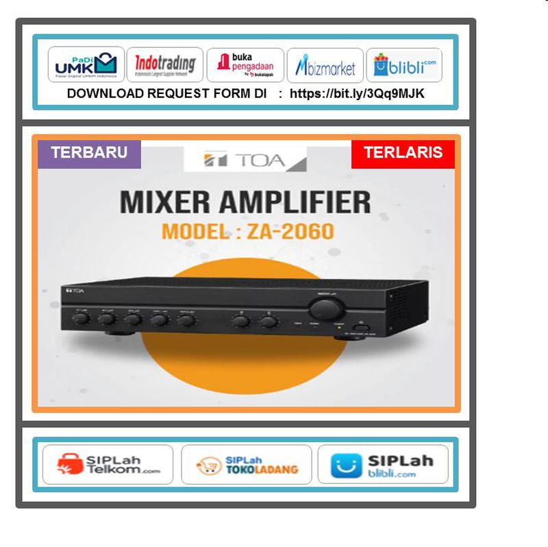 TJM-MIXER AMPLIFIER TOA POWER AMPLI AMPLIFIER MODEL ZA-2060 - GARANSI RESMI