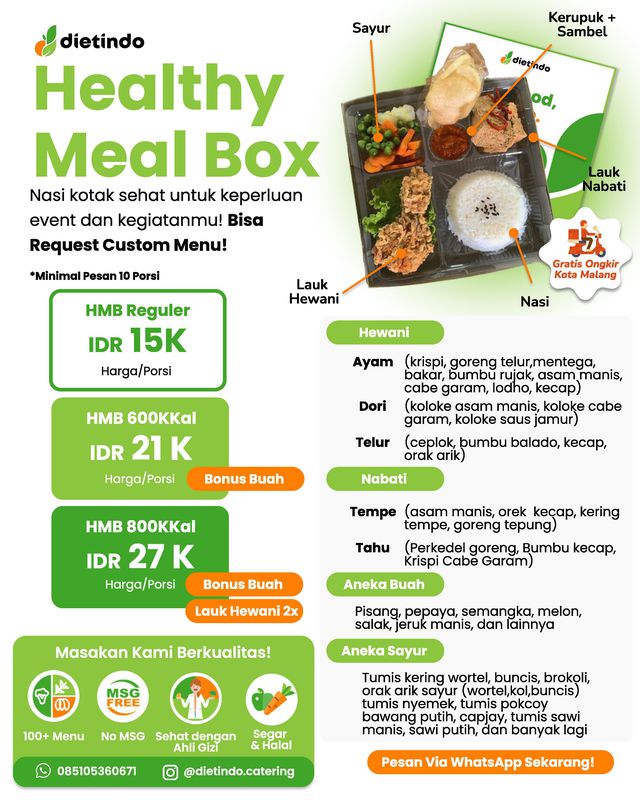 Katering Makanan Nasi Kotak Lauk Sayur Custom - Healthy Meal Box