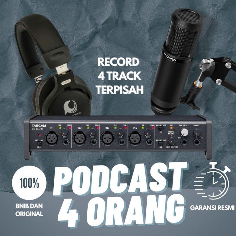 Paket Podcast 4 Orang + 2 Tripod Kamera