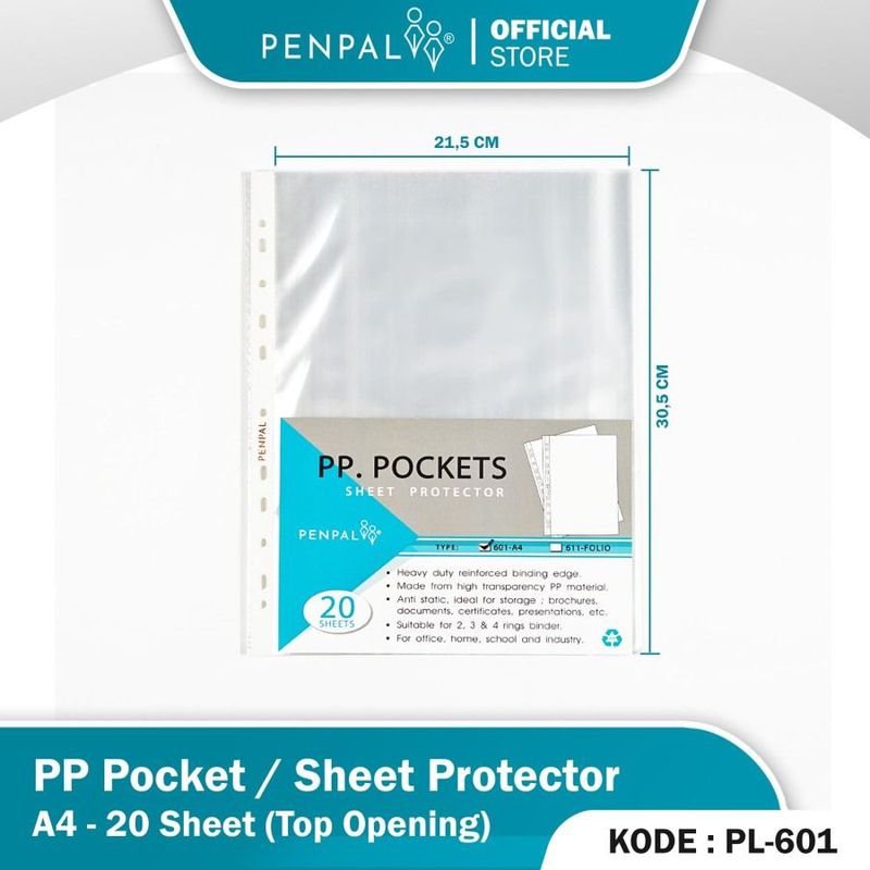 Plastik pp pocket / sheet protector A4 Inter x folder isi 10 lembar