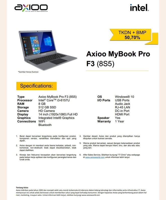 Axioo MyBook Pro F3 (8S5)