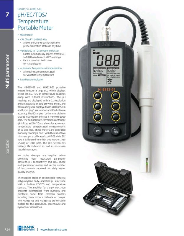 Portable MultiParameter Set Hanna HI9813-51-61 Ph/EC/TDS Temperature