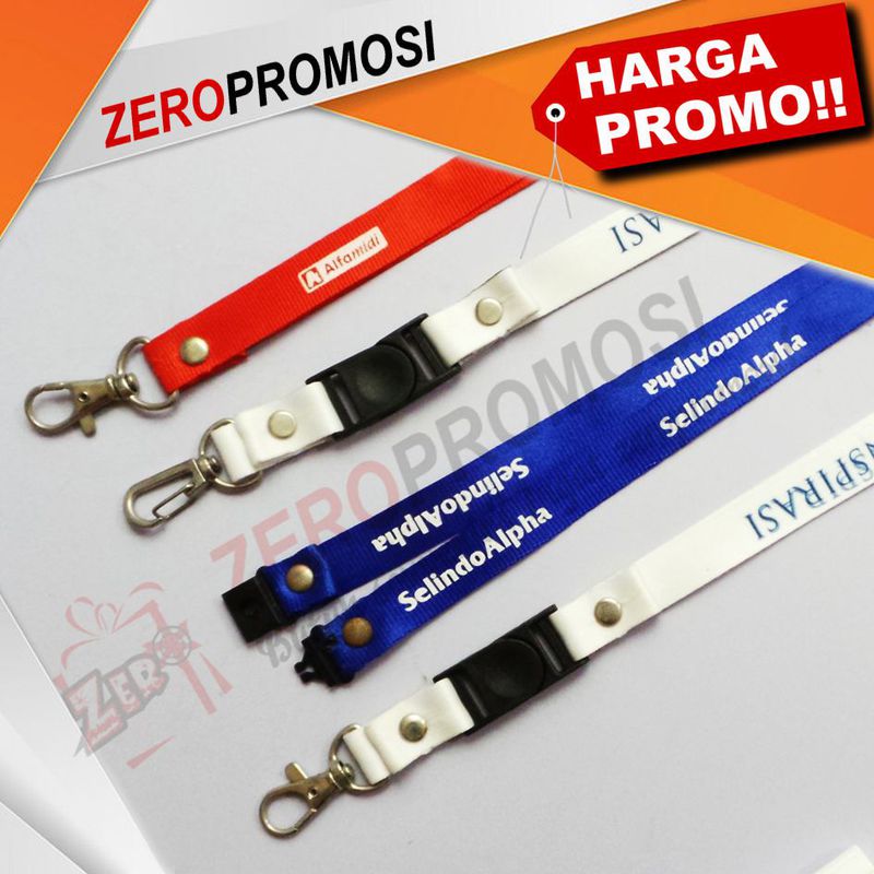 Souvenir Tali Id Card Lebar 1.5cm sablon 1 sisi 1 warna Custom