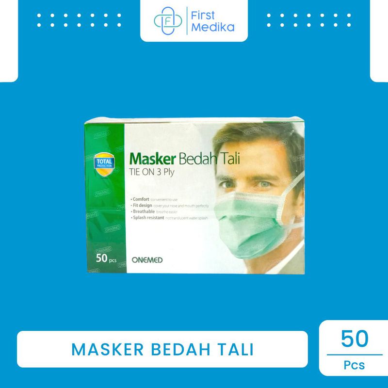 Masker Bedah Tali ONEMED / Masker Tie On 3 Ply / Masker Tali 3 Ply