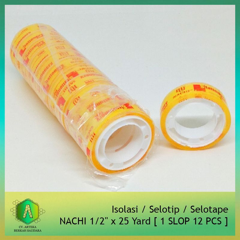 Isolasi / Selotip / Selotape NACHI 1/2" x 25 Yard [ 1 SLOP 12 PCS ]