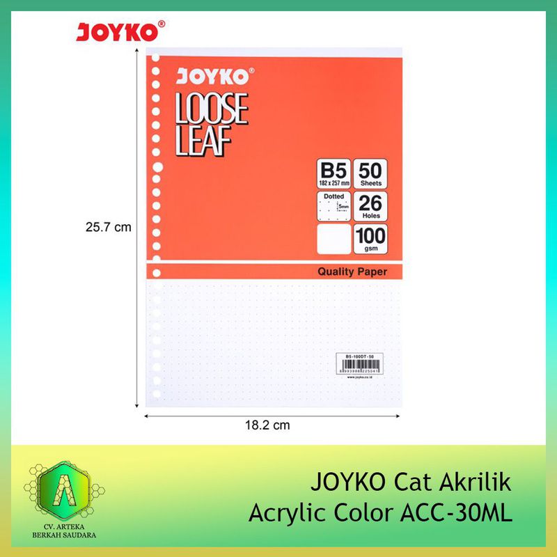 JOYKO Loose Leaf Plain B5 - 50 Lembar Isi Refill Kertas Binder File