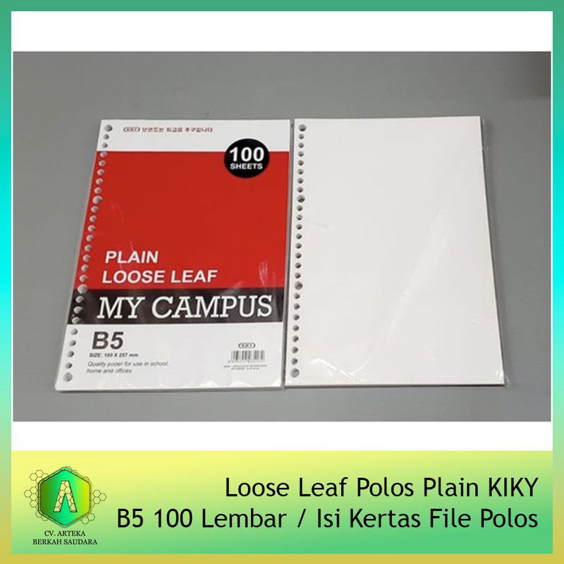 Loose Leaf Polos Plain KIKY B5 100 Lembar / Isi Kertas File Polos