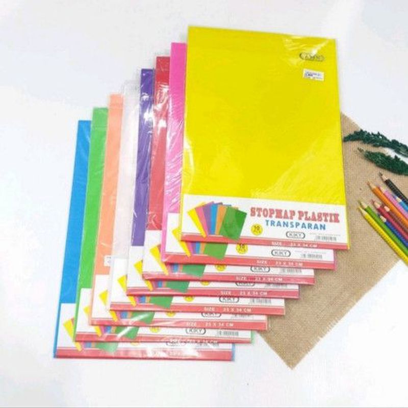 Map Plastik Transparan/Map L Bening/Clear Sleeves Kiky - Merah