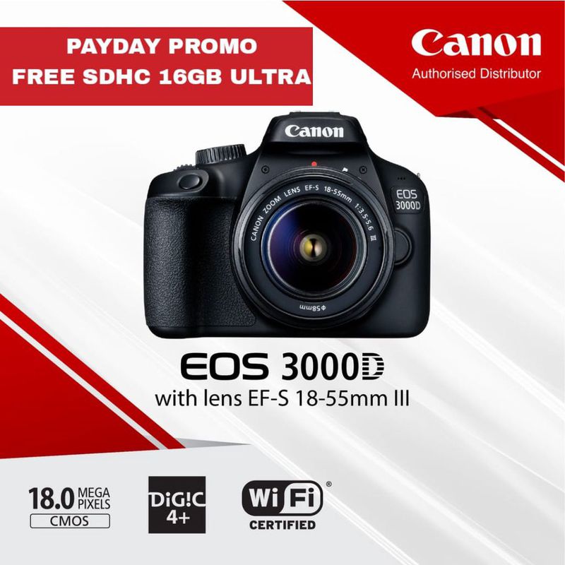 Camera Digital DSLR Canon EOS 3000D Kit (EF S18-55 III)