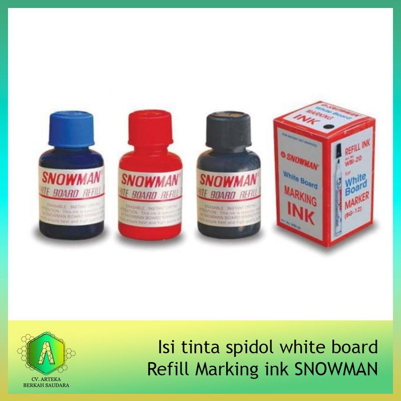 Isi tinta spidol white board / refill Marking ink SNOWMAN - Hitam