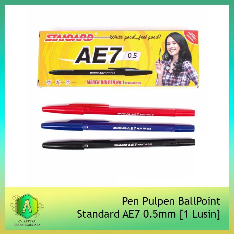 Pen Pulpen BallPoint Standard AE7 0.5mm [1lusin] - Biru
