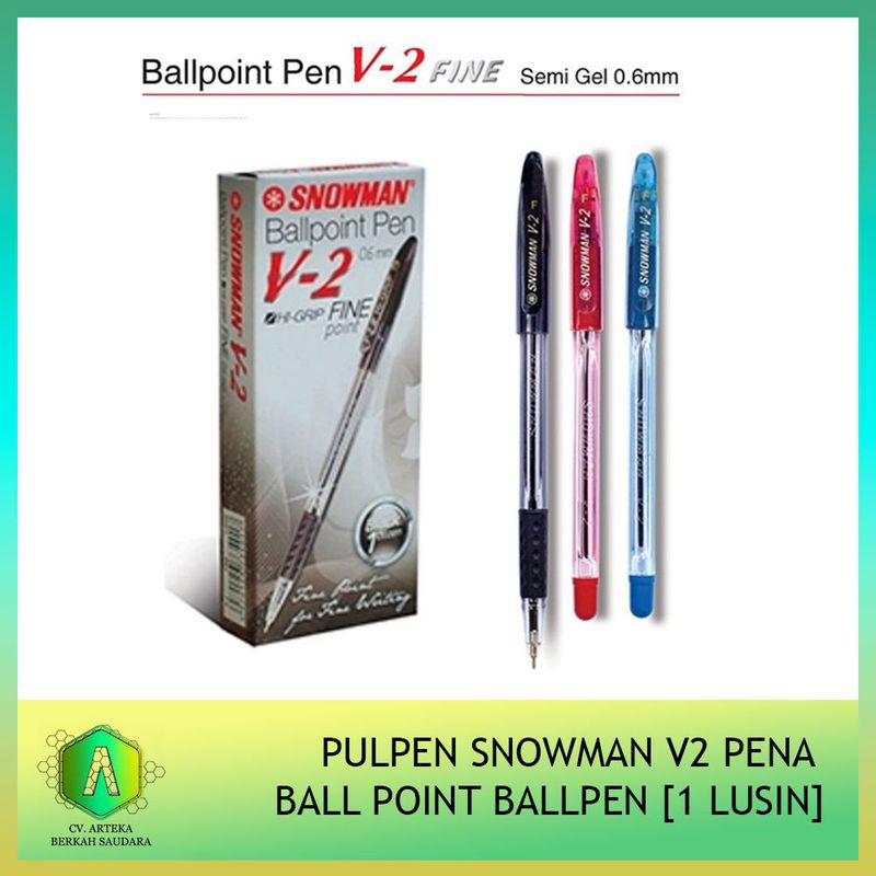 PULPEN SNOWMAN V2 PEN PENA BALL POINT BOLPEN BALLPEN [1 LUSIN] - Hitam