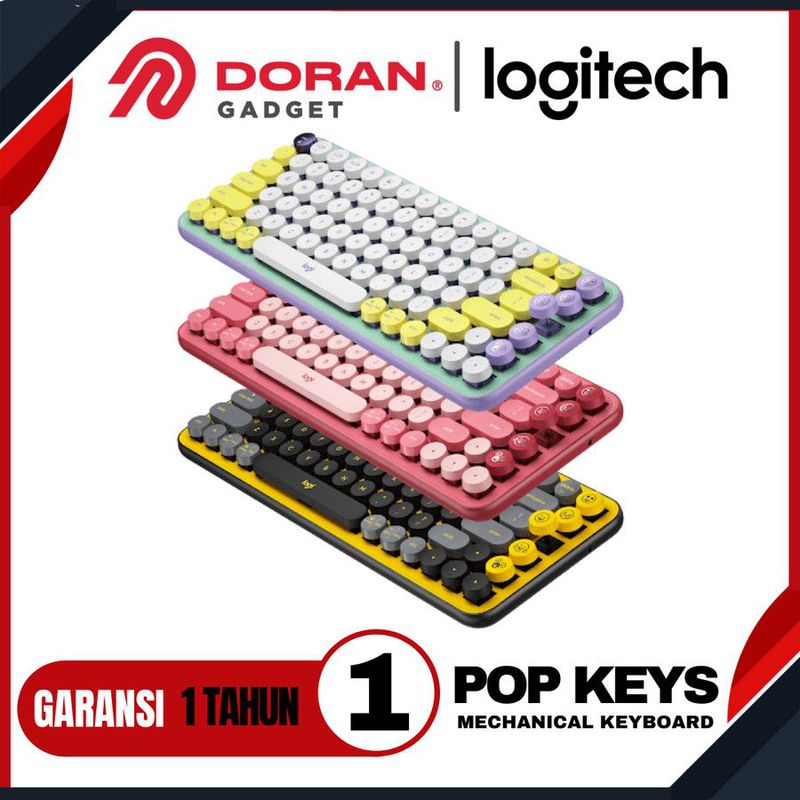Logitech POP Keys Keyboard Wireless Mechanical Compact, Emoji Keys Ori
