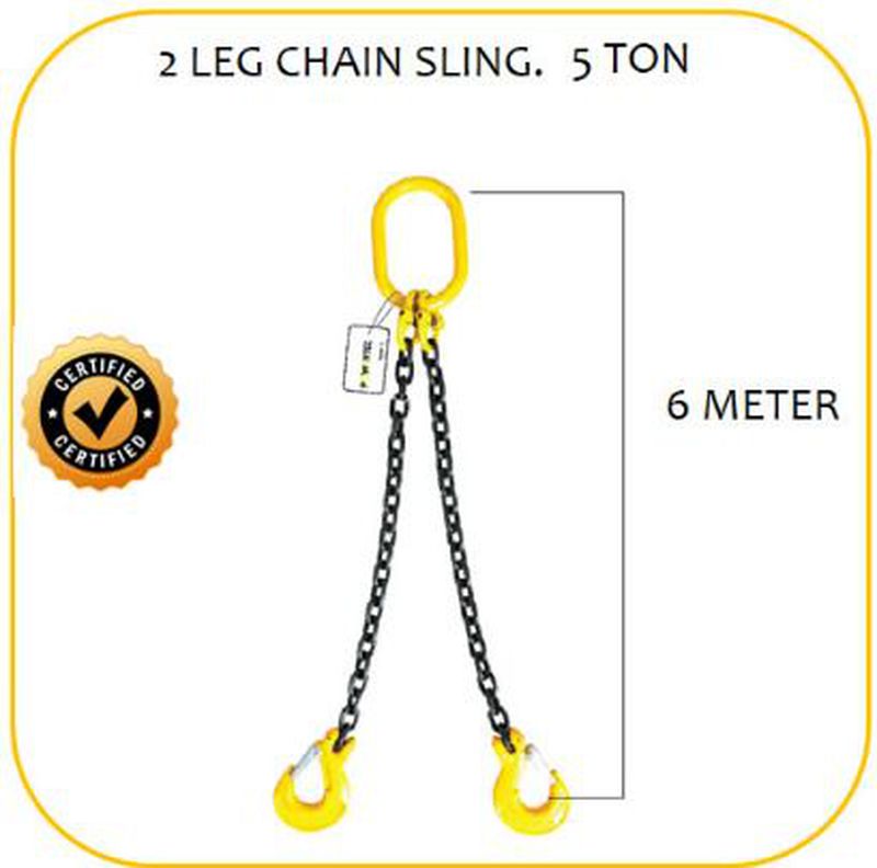 2 LEGS CHAIN SLING. CAP 5 TON PANJANG 6 M ( RANTAI 2 KAKI )