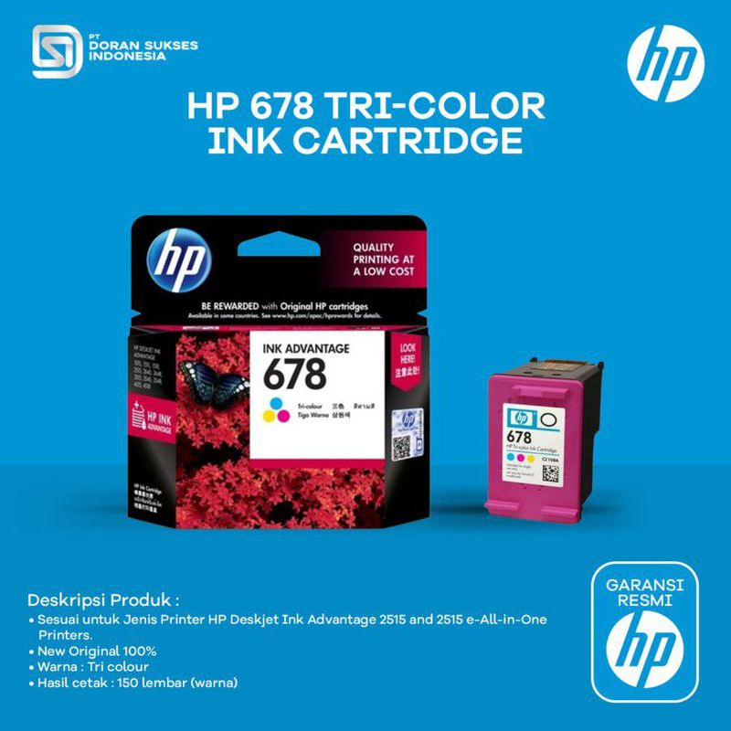 Cartridge Tinta HP 678 Tri Color Original Ink-Advantage
