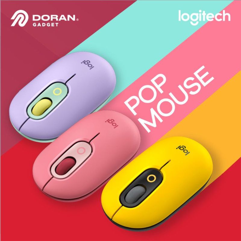 Logitech POP Mouse Wireless Bluetooth Silent Emoji Keys Garansi Resmi