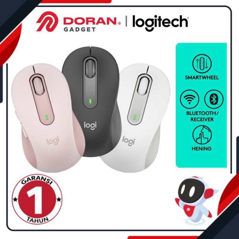 Logitech Signature M650 Mouse Wireless Bluetooth Silent Garansi 1 th