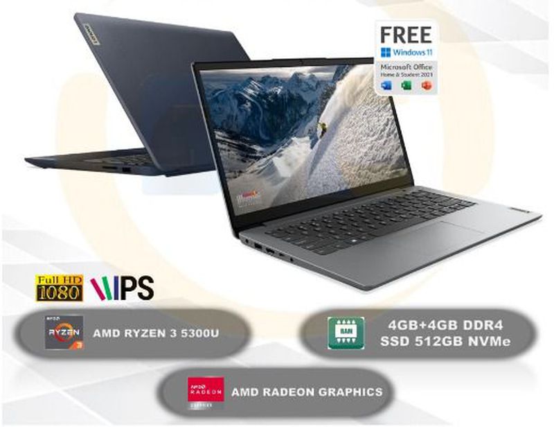 Lenovo Ideapad slim 1 14ALC7|R3-5300U|8GB|512GB|RADEON|14