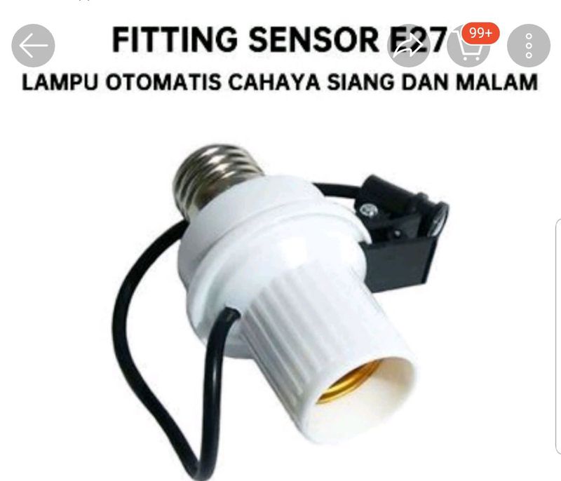 Fitting Lampu Sensor Cahaya Otomatis Untuk Segala Lampu 122 - kabel hitam