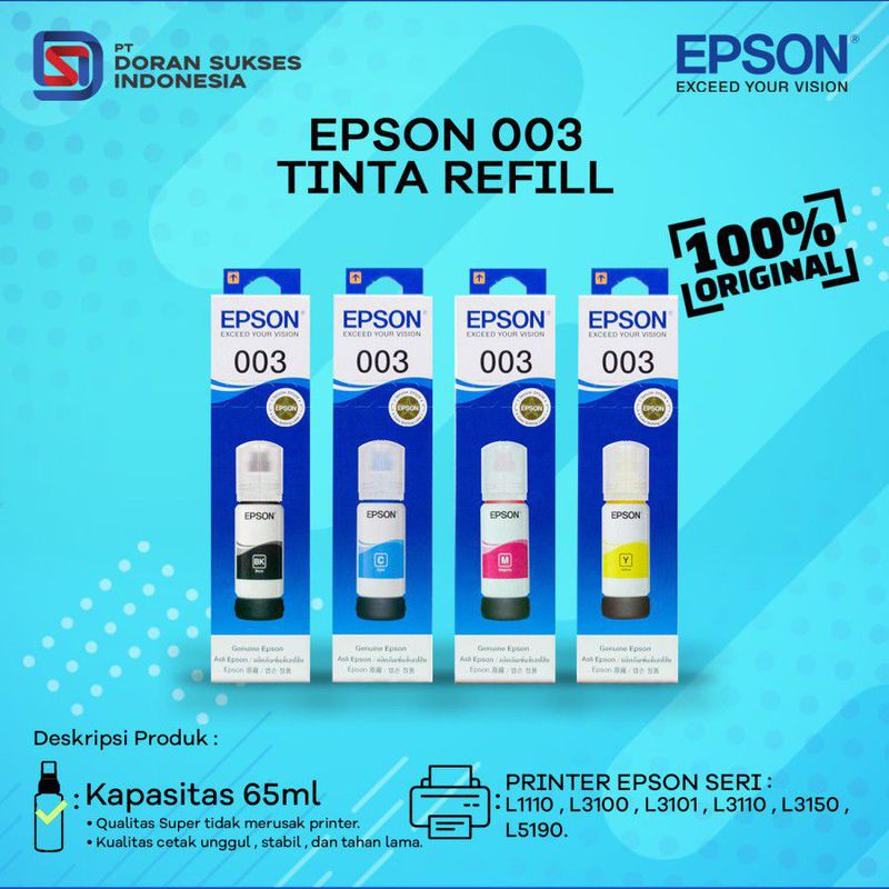 Tinta EPSON 003 Original Refill Ink Printer L3110 L3150 L 3110 L 3150 ...