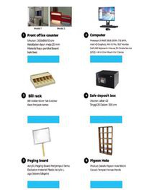 Peralatan Ruang Praktik Hotel Front Office dan Lobby Area