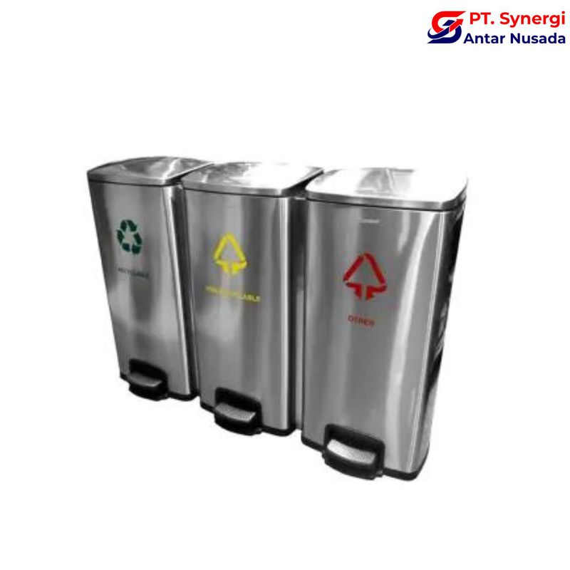 Krisbow Tempat Sampah 3 Kompartemen 30 Liter dengan Pedal